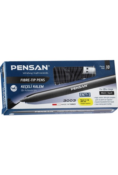Pensan Keçeli Kalem Ofis Tipi 3003 Siyah 10'Lu Pensan Keçeli Kalem Ofis Tipi 3003 Siyah 10'Lu