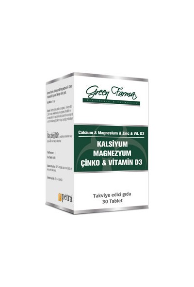 Green Farma Kalsiyum mg Zn Vit D 30 Tablet Green Farma Kalsiyum mg Zn Vit D 30 Tablet