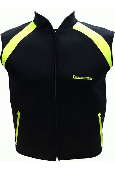 Tümopar Kolsuz Motorcu Yelek Neopren Siyah Neon Sarı (L) Beden