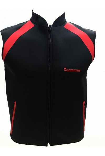 Tümopar Kolsuz Motorcu Yelek Neopren Siyah Kırmızı (M) Beden