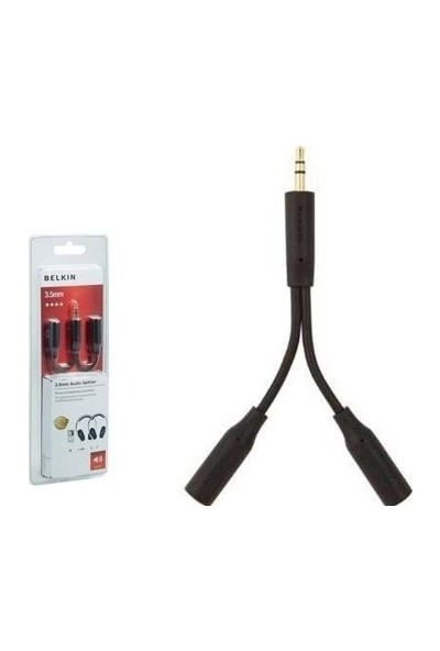 Belkin Blk-F3y122bf0.1M 0.1M 3.5Mm/2X3.5Mm,M/F Çoklayıcı Ku Kablo
