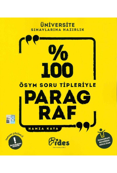 Fides Yayınları YKS %100 ÖSYM Soru Tipleriyle Paragraf - Hamza Kaya Fides Yayınları YKS %100 ÖSYM Soru Tipleriyle Paragraf - Hamza Kaya