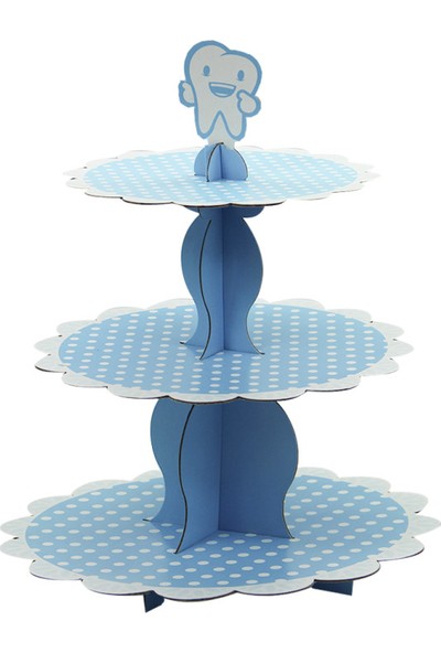 Seyhanlar Partilere Özel Muffin Kek Standı 3 Katlı Mavi Seyhanlar Partilere Özel Muffin Kek Standı 3 Katlı Mavi