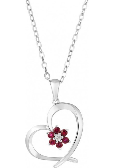 Sare Pırlanta Pırlanta Yakut Kalp Papatya Kolye