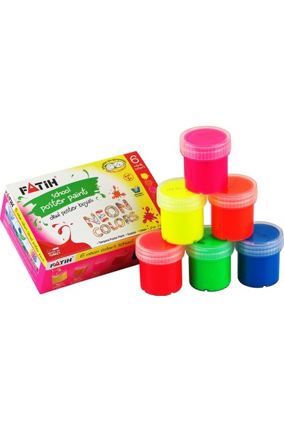 Fatih Guaj Boyası Neon 6 Renk (6*25=150Ml) Fatih Guaj Boyası Neon 6 Renk (6*25=150Ml)