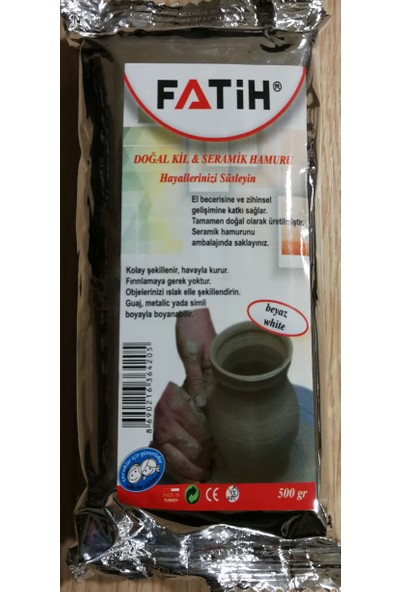 Fatih Doğal Kil & Seramik Hamuru 500 Gr Beyaz Fatih Doğal Kil & Seramik Hamuru 500 Gr Beyaz