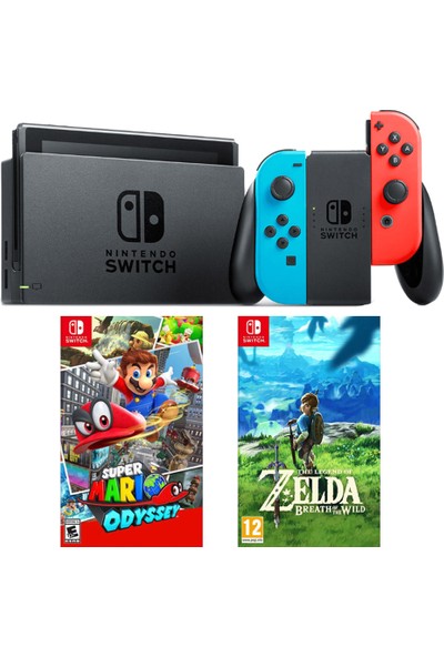 Nintendo Switch Renkli + Super Mario Odyssey Switch Oyun + Zelda Switch Oyun Nintendo Switch Renkli + Super Mario Odyssey Switch Oyun + Zelda Switch Oyun