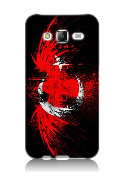 Teknomeg Samsung Galaxy J7 Core Kartal Üzerinde Bayrak Desenli Silikon Kılıf