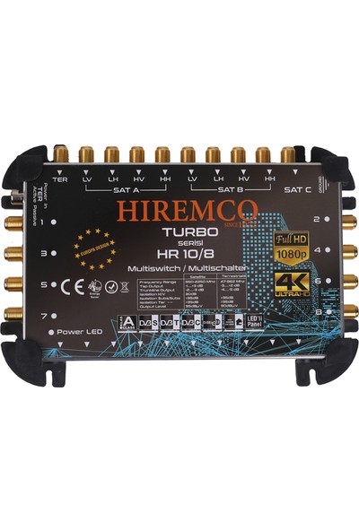 Hiremco 10/8 - 8 Çıkışlı Sonlu Multiswitch Santral