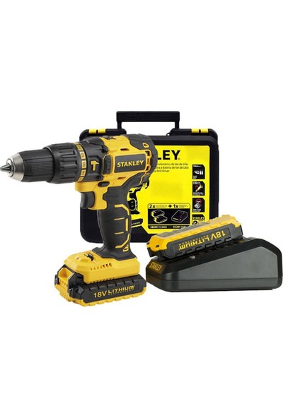 Stanley SBH20S2K 18Volt/1,5Ah Li-ion Çift Akülü Kömürsüz Profesyonel Darbeli Matkap Stanley SBH20S2K 18Volt/1,5Ah Li-ion Çift Akülü Kömürsüz Profesyonel Darbeli Matkap