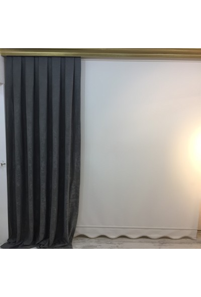 Taç Pileli Fon Perde - Gri