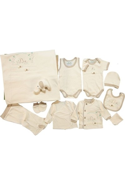 Bebbek Organik Bamboo Fil 10'lu Hastane Çıkışı Zıbın Seti