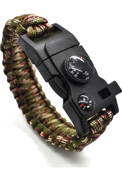 Paracord Survival Bileklik - Ateş başlatıcı - 17 Özellik