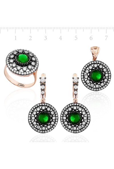 Grandhanra Gümüş Altın Kaplama Elmas Set