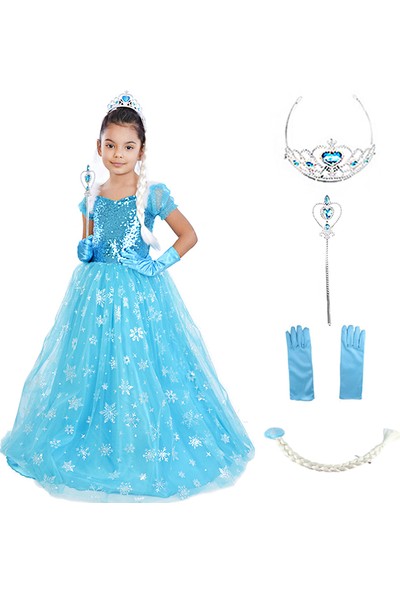 Masho Trend Frozen Elsa Tarlatanlı Simli Kısa Kollu Aksesuarlı Kostüm Masho Trend Frozen Elsa Tarlatanlı Simli Kısa Kollu Aksesuarlı Kostüm