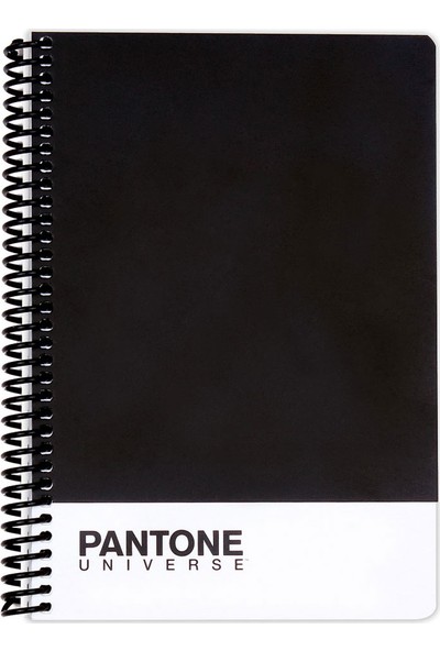 Pantone A5 Boy Spiralli Çizgili Defter Siyah 47262-1