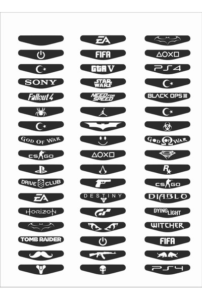 Stickermarket Dualshock Light Bar Siyah Sticker Seti