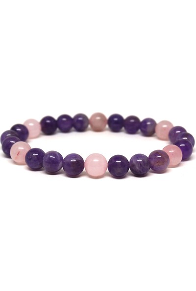 Bi'Bileklik Ametist ve Pembe Kuvars Taşı Bileklik Bi'Bileklik Ametist ve Pembe Kuvars Taşı Bileklik