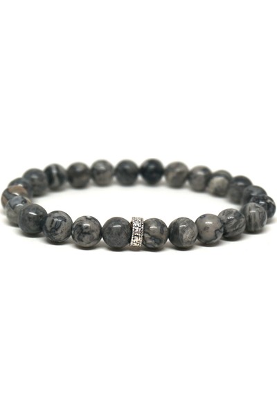 Bi'Bileklik Koyu Gri Jasper Taşı Bileklik
