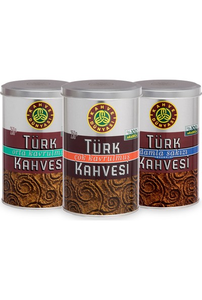 Kahve Dünyası 250 gr Türk Kahvesi Deneme Paketi 3'lü