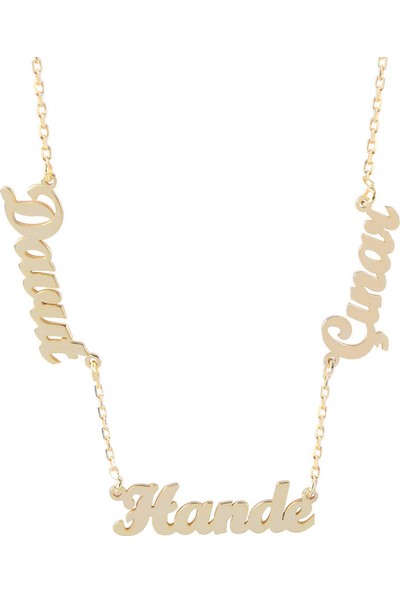 Glorria Kişiye Özel 3 İsimli Gümüş Kolye Sarı