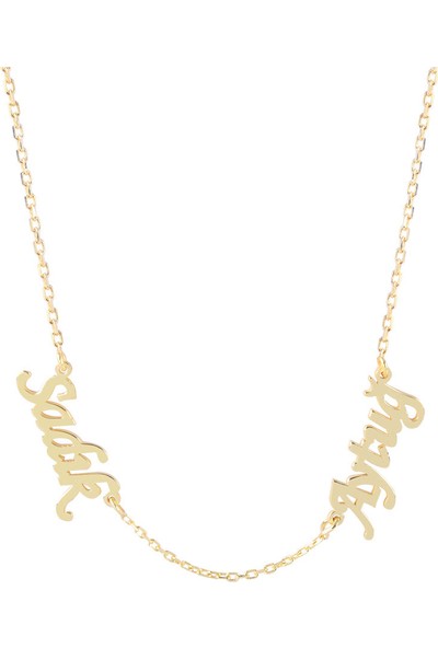 Glorria Kişiye Özel 2 İsimli Gümüş Kolye Sarı