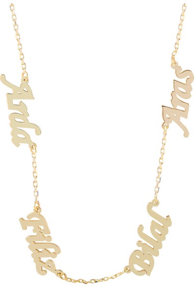 Glorria Kişiye Özel 4 İsimli Gümüş Kolye Sarı