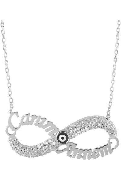 Glorria Kişiye Özel İsimli Sonsuzluk Gümüş Kolye Gümüş