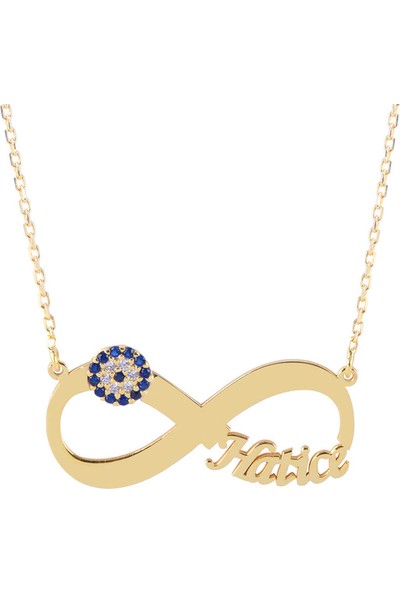 Glorria Kişiye Özel İsimli Sonsuzluk Gümüş Kolye Sarı