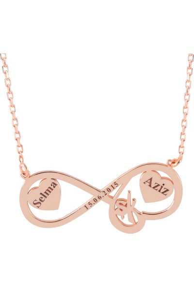 Glorria Kişiye Özel İsimli Sonsuzluk Gümüş Kolye Rose