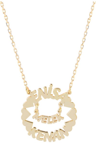 Glorria Kişiye Özel 3 İsimli Gümüş Kolye Sarı