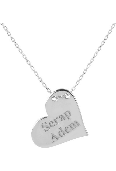 Glorria Kişiye Özel İsimli Kalp Gümüş Kolye Gümüş