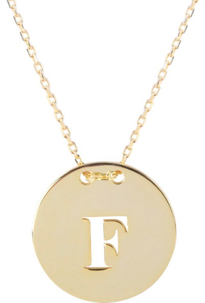 Glorria Kişiye Özel Harfli Plaka Gümüş Kolye Sarı