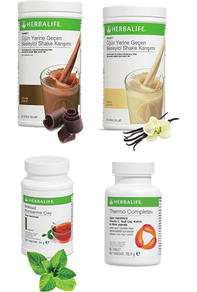 Herbalife Shake Karışımı - 1 Vanilya - 1 Çikolata - 1 Klasik Çay 100 gr - 1 Thermo