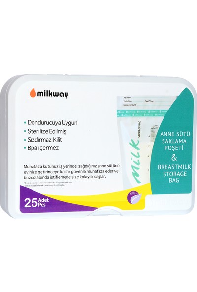 Milkway Süt Saklama Poşeti 25’li Milkway Süt Saklama Poşeti 25’li