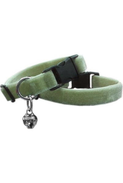 Ans Kedi Boyun Tasması Kadife Dokulu Çanlı 1*30 Cm Yeşil