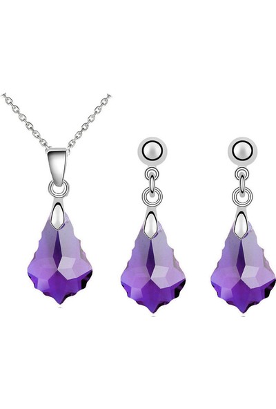 Myfavori Akçaağaç Yaprağı Marka Tasarım Mor Avusturya Kristal Takı Seti Myfavori Akçaağaç Yaprağı Marka Tasarım Mor Avusturya Kristal Takı Seti