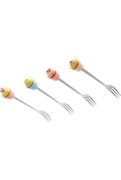 Kancaev Pembe-Mavi Cup Cake'Ler Tatlı Çatalı, 4'Lü Kancaev Pembe-Mavi Cup Cake'Ler Tatlı Çatalı, 4'Lü