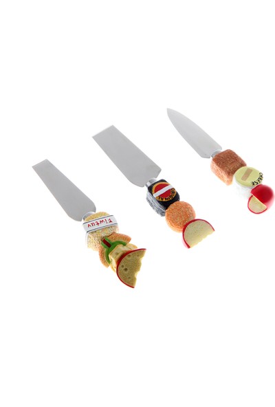 Kancaev Üçlü Peynir Bıçak Seti, Çeşitli Peynir Saplı Kancaev Üçlü Peynir Bıçak Seti, Çeşitli Peynir Saplı