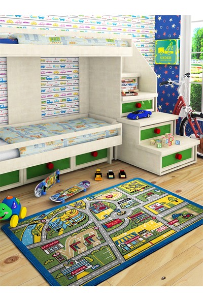 Confetti Traffic 100X150 Cm Mavi Çocuk Halısı