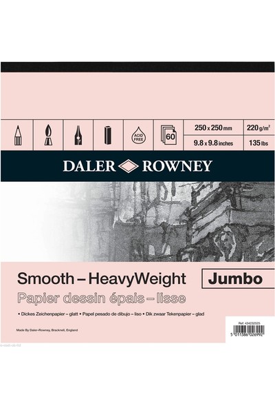 Daler Rowney Jumbo Smooth - Heavyweight 25x25cm - 220gr Daler Rowney Jumbo Smooth - Heavyweight 25x25cm - 220gr