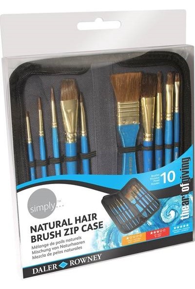 Daler Rowney Simply Natural Hair Sulu Boya Fırça Seti Çantalı 10'lu Daler Rowney Simply Natural Hair Sulu Boya Fırça Seti Çantalı 10'lu