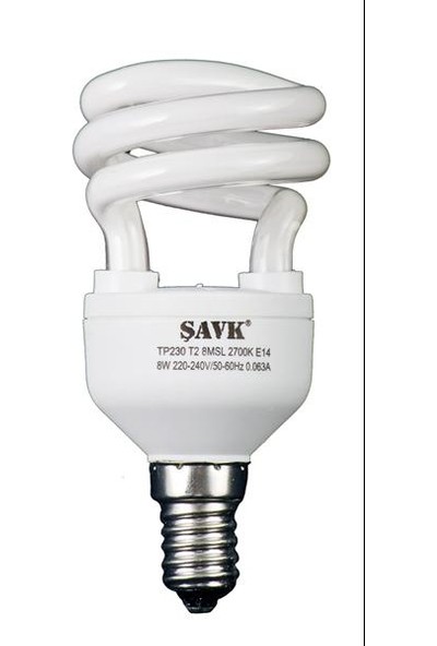Şavk Tasarruflu Lamba E 14 8W 40W 470Lümen 2700Kelvin Sarı Şavk Tasarruflu Lamba E 14 8W 40W 470Lümen 2700Kelvin Sarı