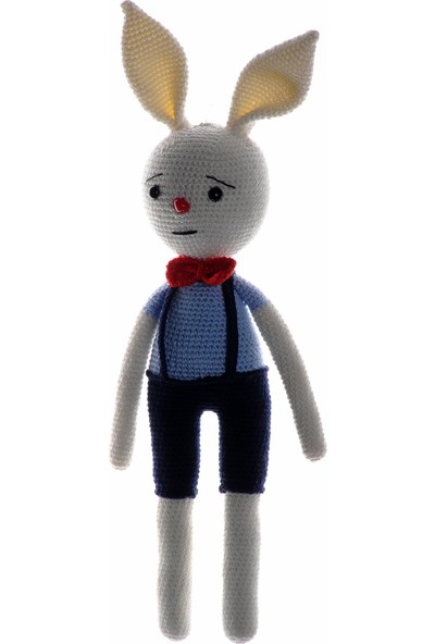 DFnBaBy Amigurumi Organik Yıkanabilir El Örmesi Papyonlu Tavşan