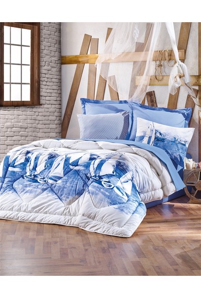 Cotton Box Çift Kişilik Maritime Ranforce Uyku Seti Pusla Mavi