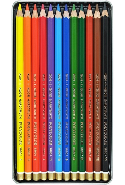 Koh-İ Noor Polycolor Kuruboya Kalem Seti 12'Li Metal Kutu N:3822 Koh-İ Noor Polycolor Kuruboya Kalem Seti 12'Li Metal Kutu N:3822