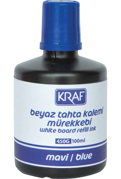 Kraf Beyaz Tahta Kalem Mürekkebi 100Ml Mavi 450G Kraf Beyaz Tahta Kalem Mürekkebi 100Ml Mavi 450G