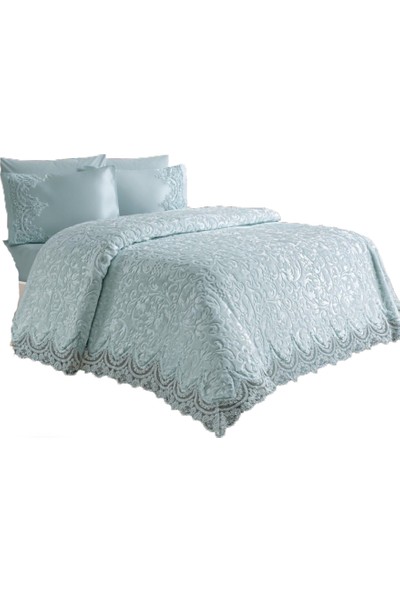 Özdilek Güpürlü Çift Kişilik Battaniye Seti Su Yeşili