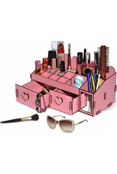 Ahşap Şehri Özel Tasarım Ahşap Kozmetik Organizer