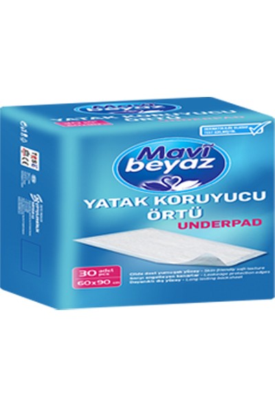 Mavi Beyaz 60X90 Cm Yatak Koruyucu Örtü 30'Lu